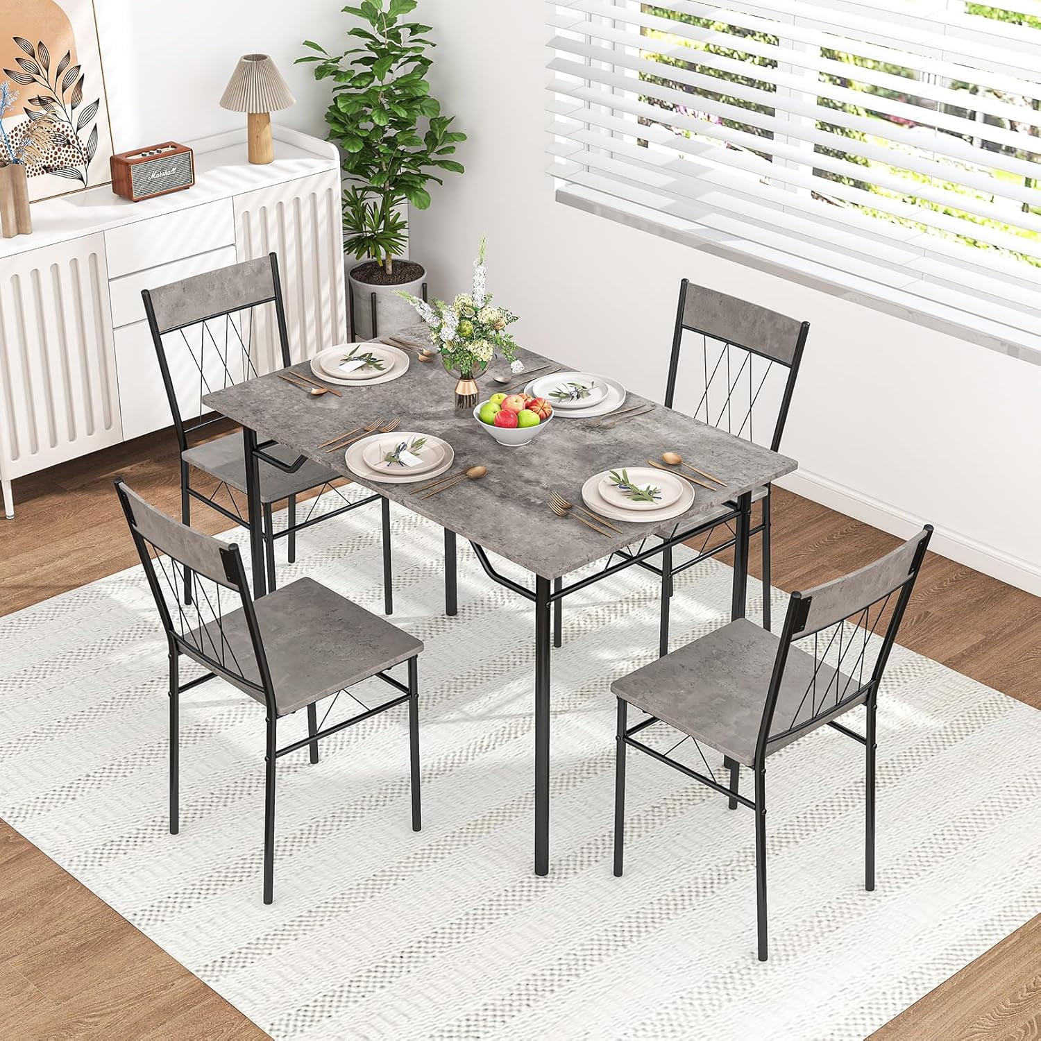 GOFLAME 5-Piece Dining Table Set for 4, Modern Kitchen Table and 4 ...