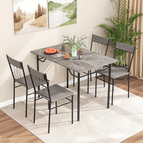 GOFLAME 5-Piece Dining Table Set for 4, Modern Kitchen Table and 4 ...