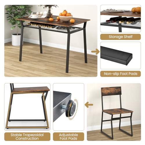 GOFLAME 5-Piece Dining Table Set, Dining Set for 4 with Sturdy Metal ...