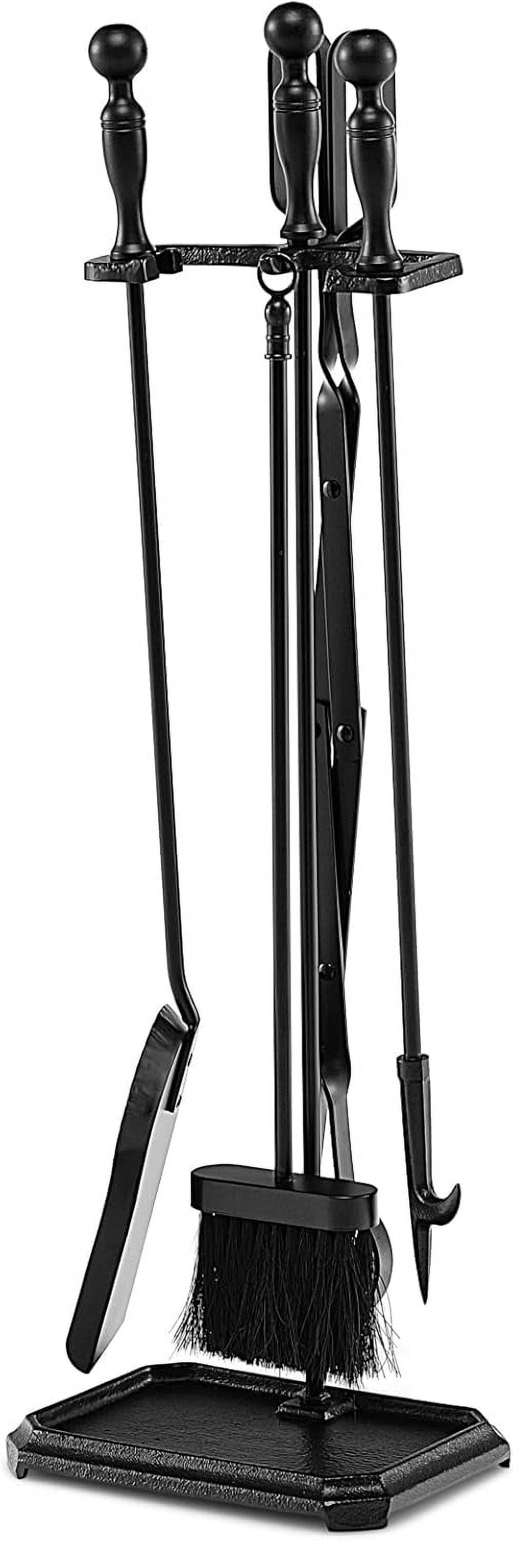 GOFLAME 5-Piece Fireplace Tool Set, Heavy Duty Fire Wood Tool Set with ...