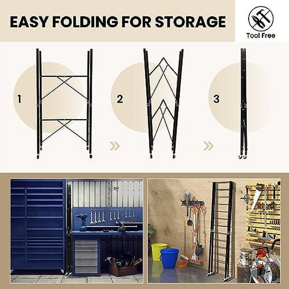 GOFLAME 5-Tier Folding Storage Shelves Set of 2, Adjustable Shelves ...