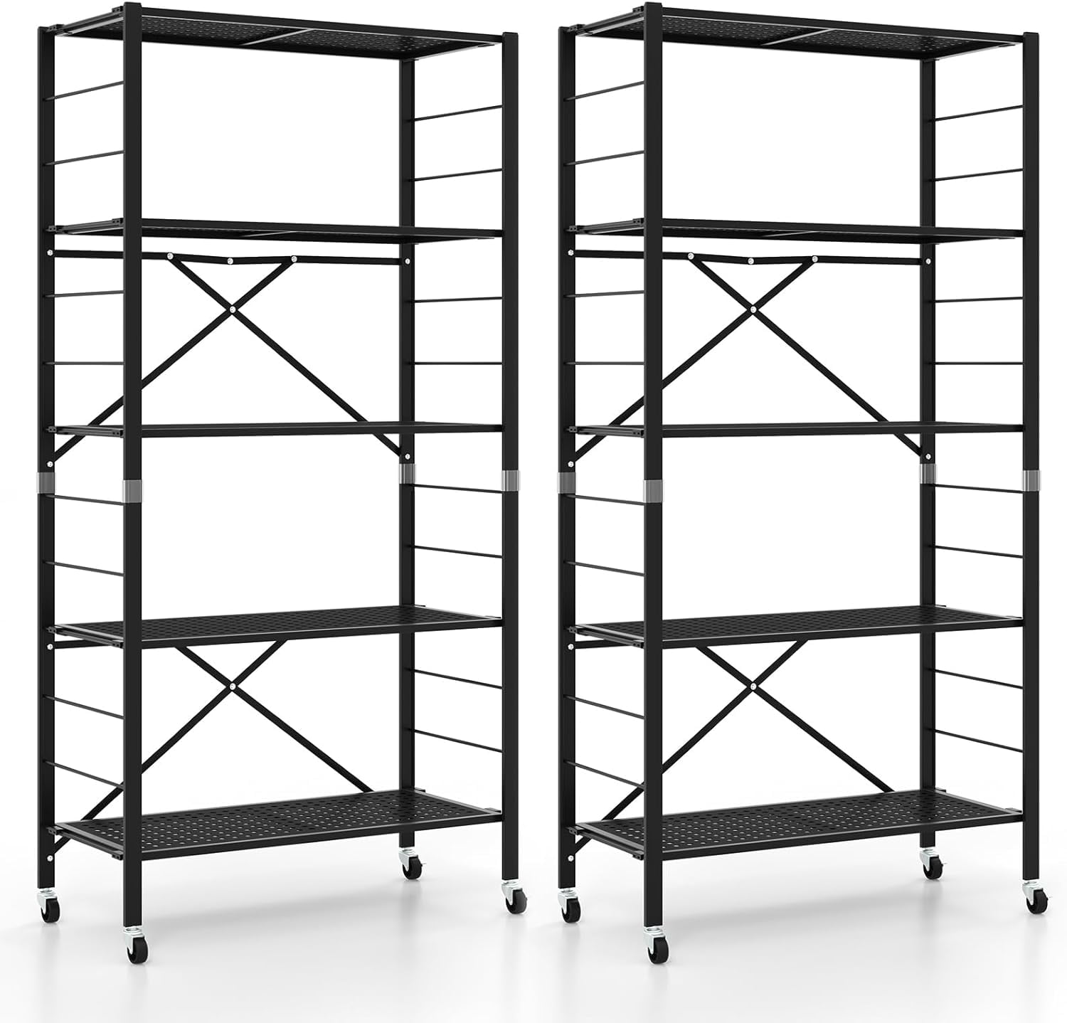 GOFLAME 5-Tier Folding Storage Shelves Set of 2, Adjustable Shelves ...