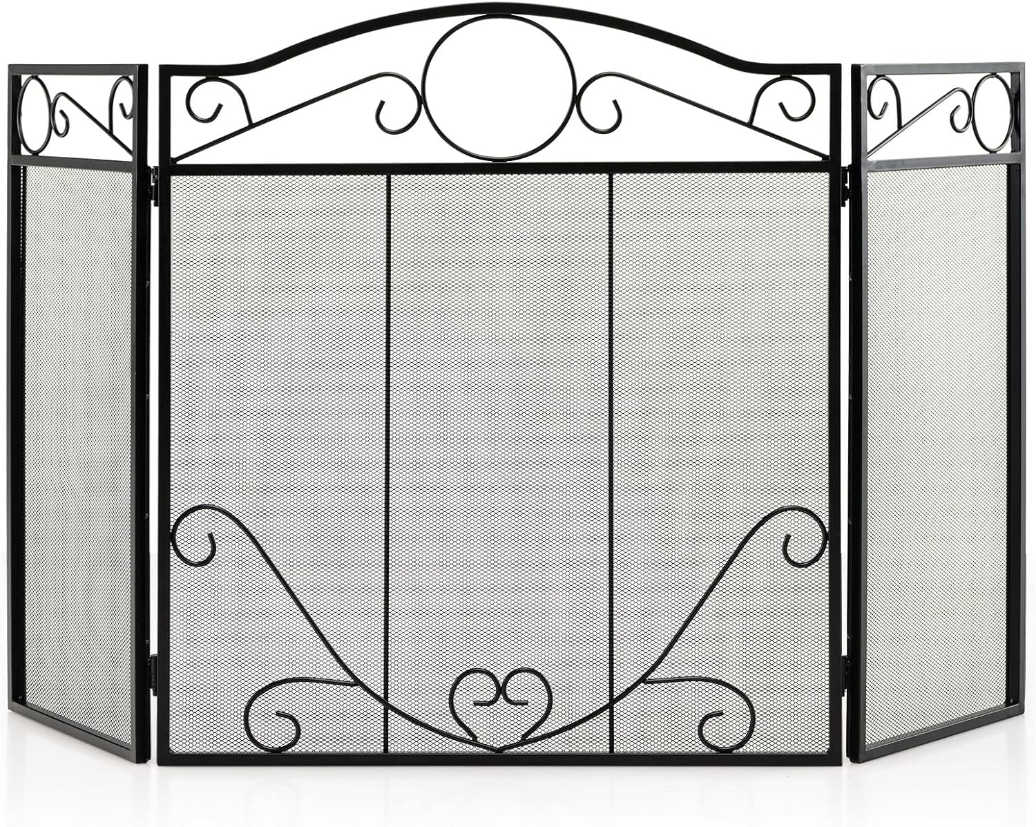 GOFLAME 50 x 29 Inch Fireplace Screen, Folding Metal Spark Guard with ...