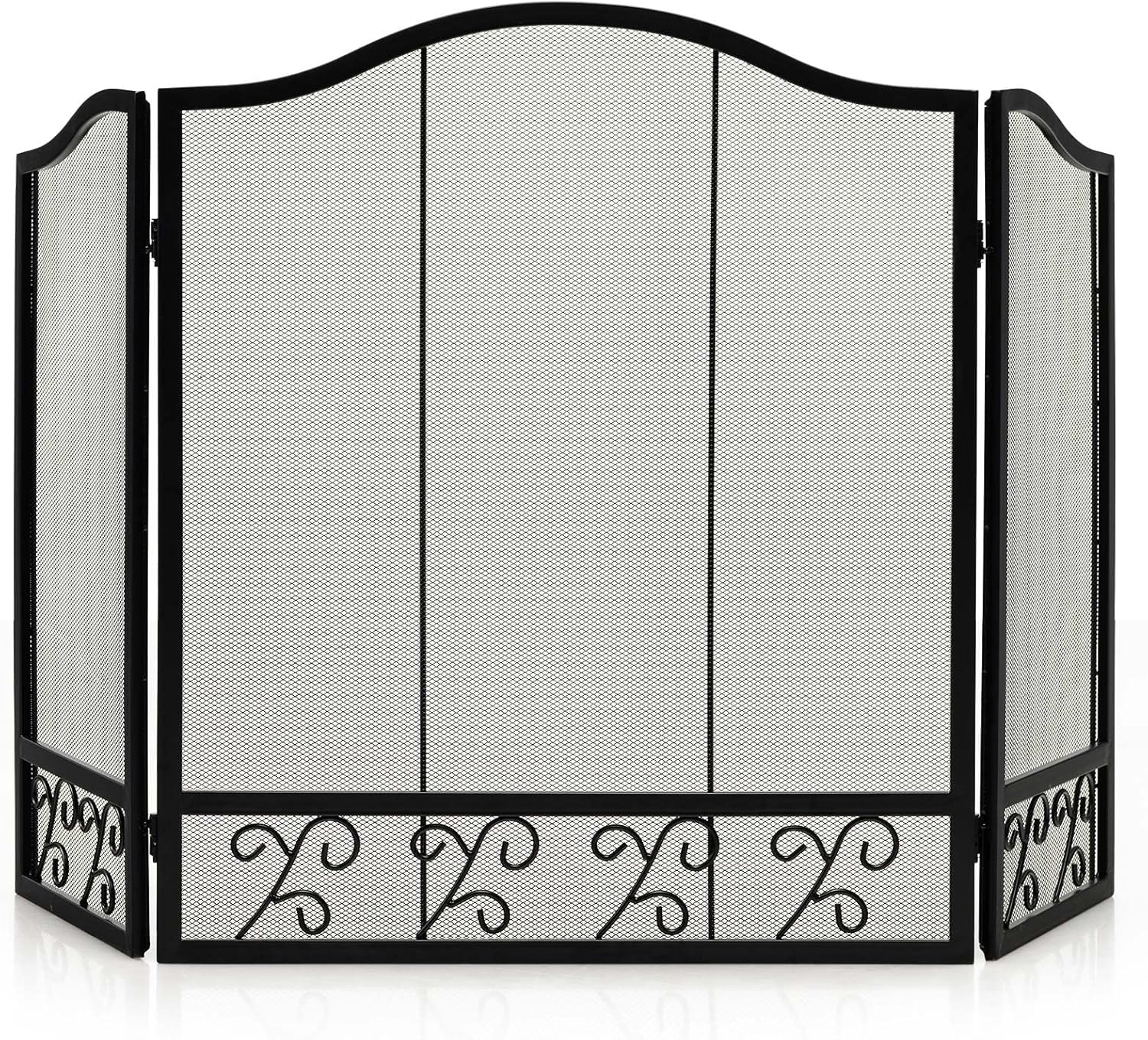 GOFLAME 50 x 31 Inch Fireplace Screen, Folding Metal Spark Guard with ...