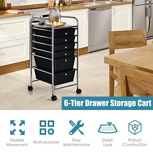 GOFLAME 6-Drawer Rolling Storage Cart, Multifunctional Art Craft ...