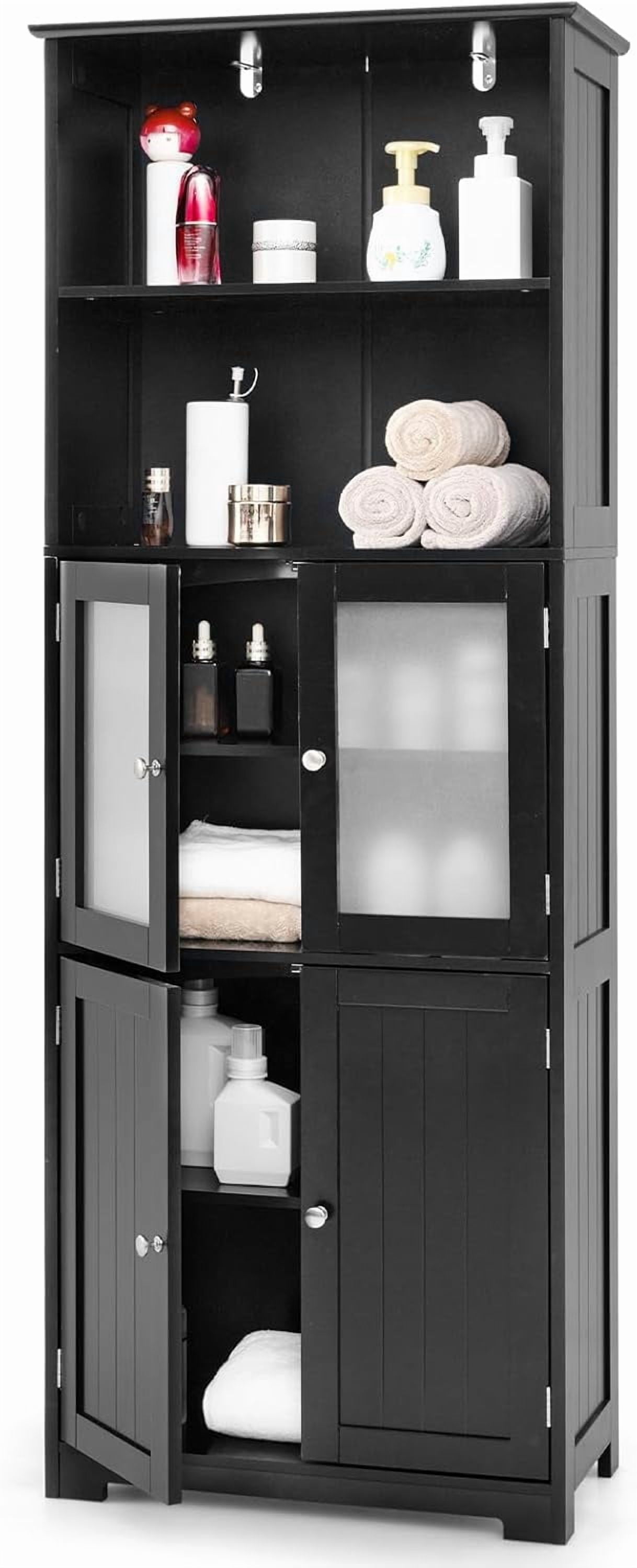 GOFLAME 64" Tall Bathroom Storage Cabinet, Freestanding Kitchen Pantry ...