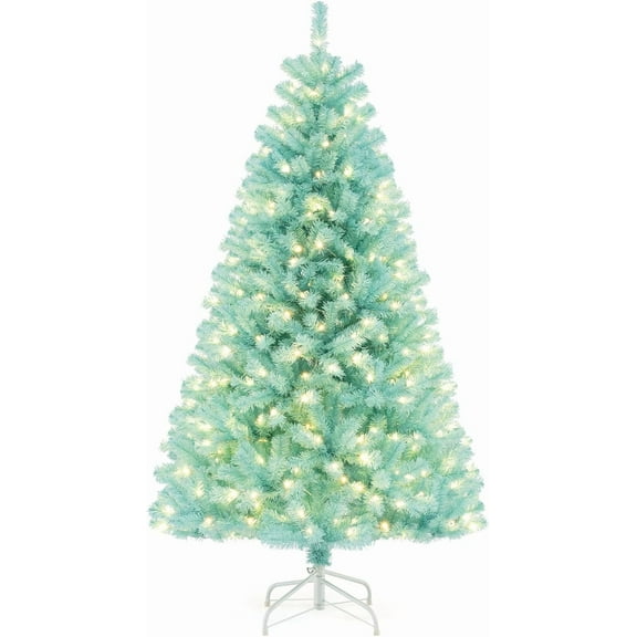 7.5FT Pre-Lit Artificial Christmas Tree with 750 Warm White Led Lights ...