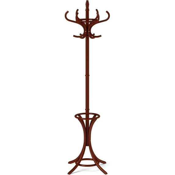 GOFLAME 73" Coat Rack Freestanding, Wooden Coat Tree with 12 Hooks and ...