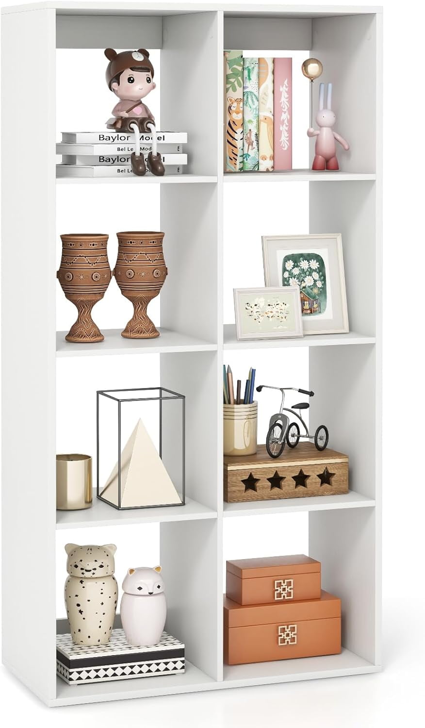 GOFLAME 8-Cube Bookcase, Bookshelf with Storage, Open Back, Bottom ...