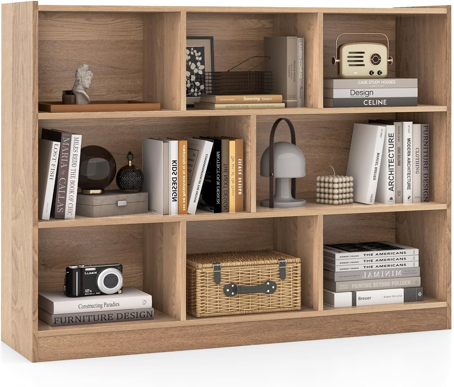 GOFLAME 8 Cube Storage Shelf Organizer, 3-Tier Wooden Open Bookshelf ...