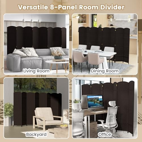 GOFLAME 8 Panel Room Divider, 5.6FT Tall Folding Privacy Screen with ...