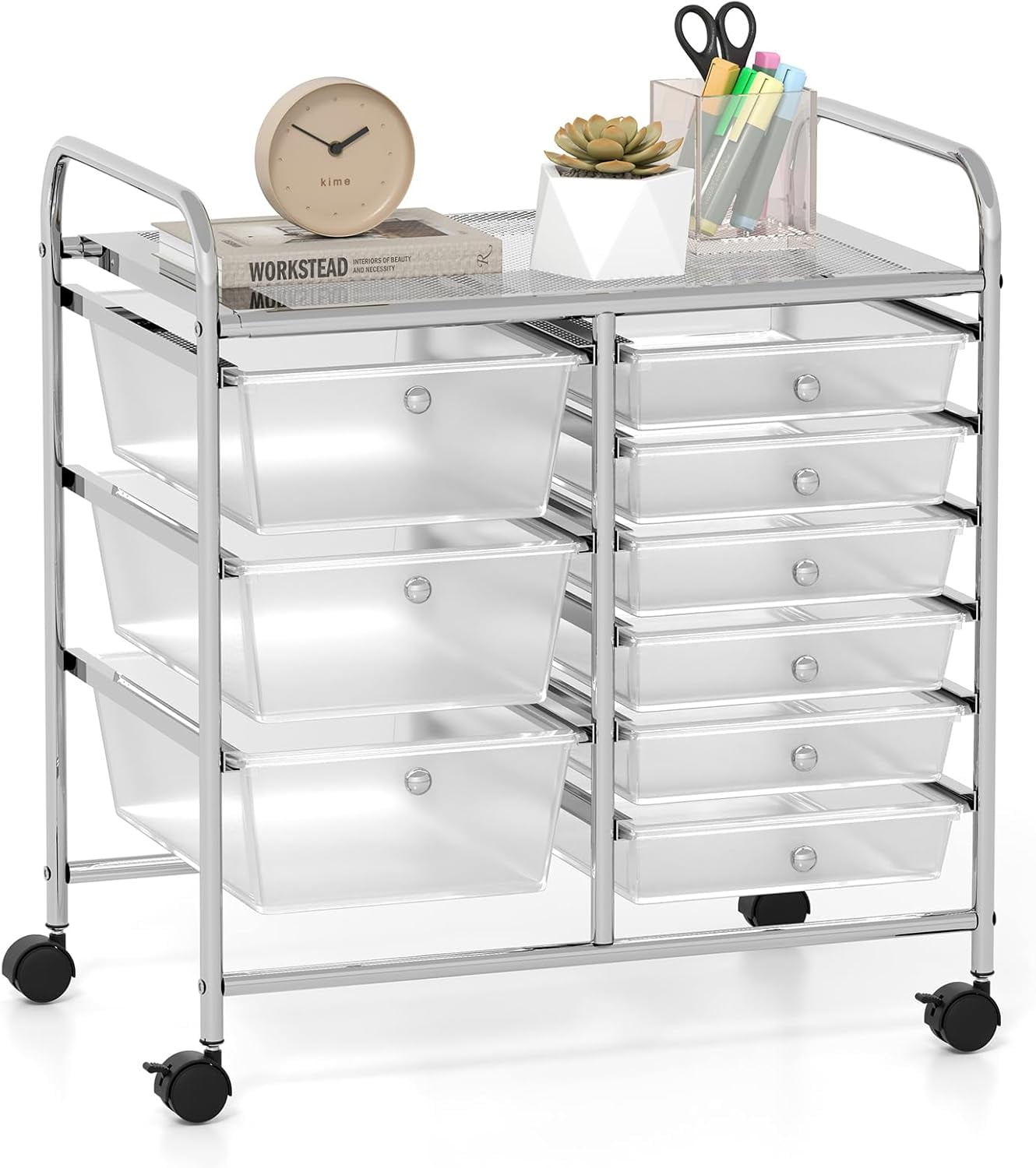 GOFLAME 9-Drawer Rolling Storage Cart, Mobile Utility Cart with ...