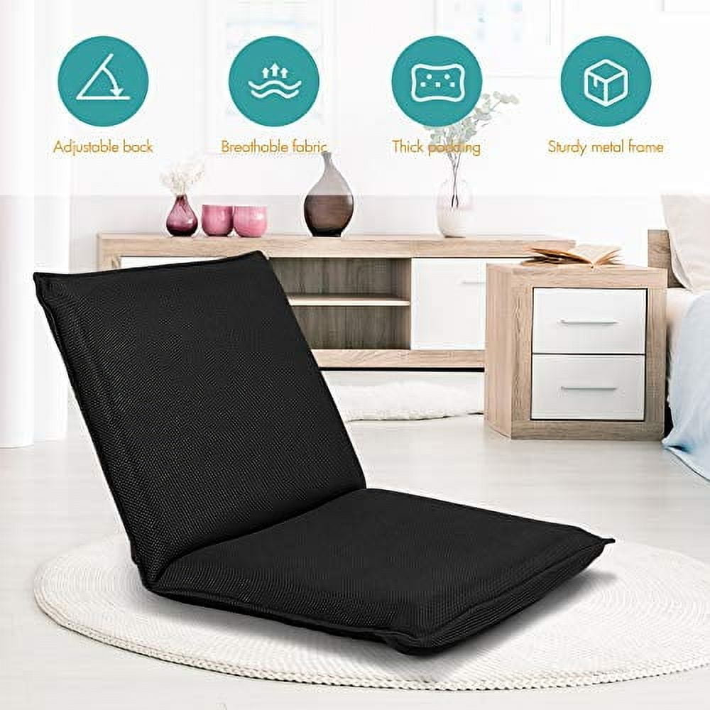 GOFLAME Adjustable Floor Chair, 6-Position Folding Padded Gaming Sofa Chair, Cushioned Back ...