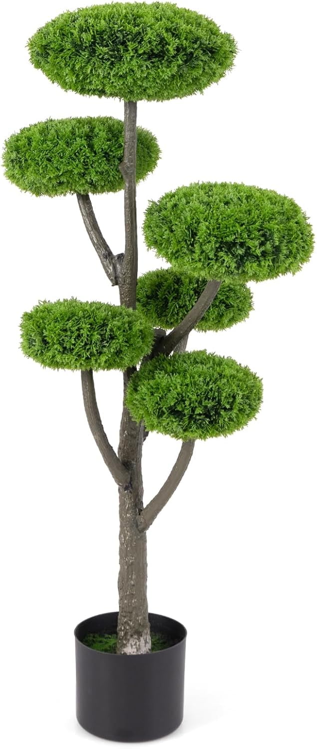 GOFLAME Artificial Cypress Topiary Ball Tree, 44” Faux Potted Cedar ...