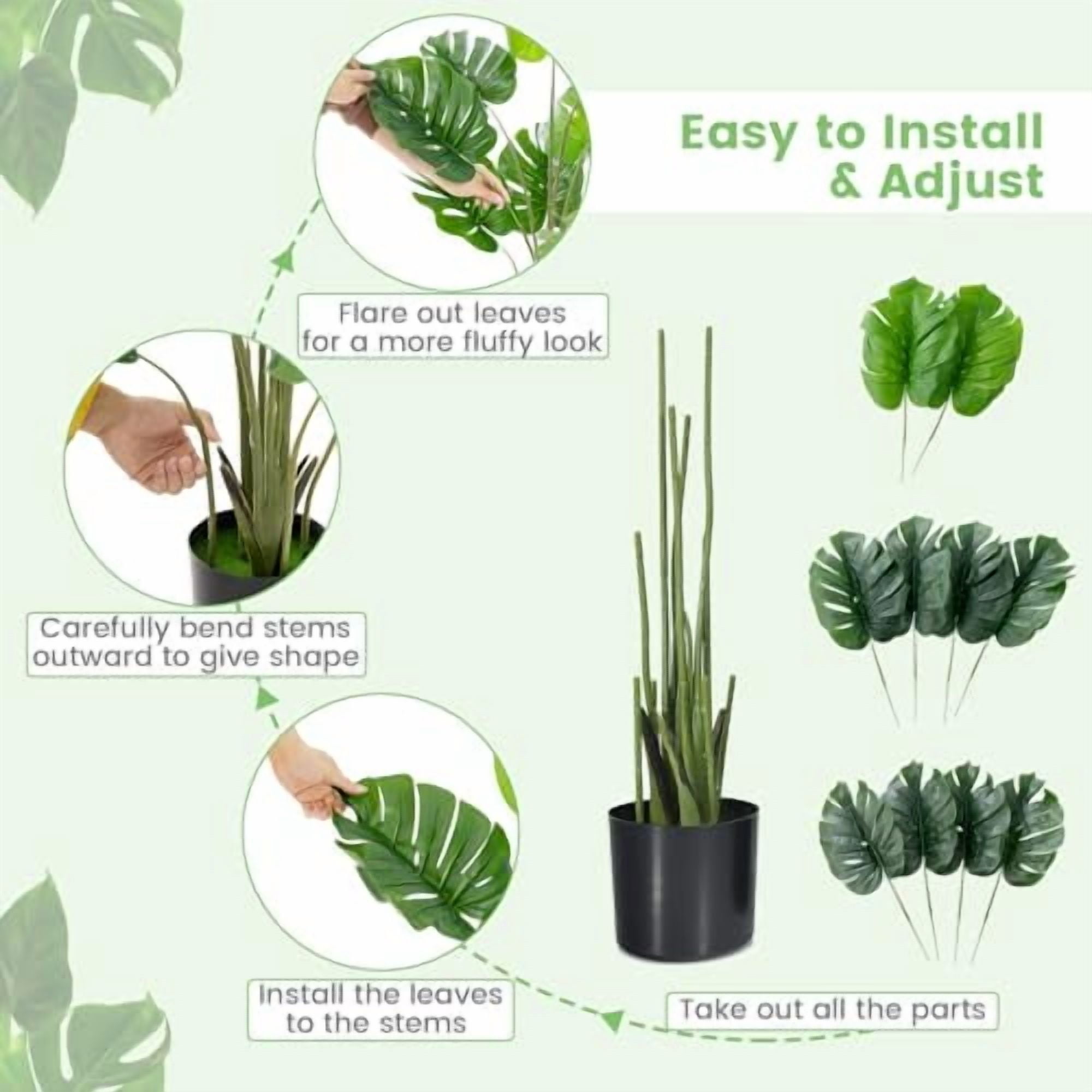 GOFLAME Artificial Monstera Deliciosa Plant, 4ft Potted Faux Tree with ...