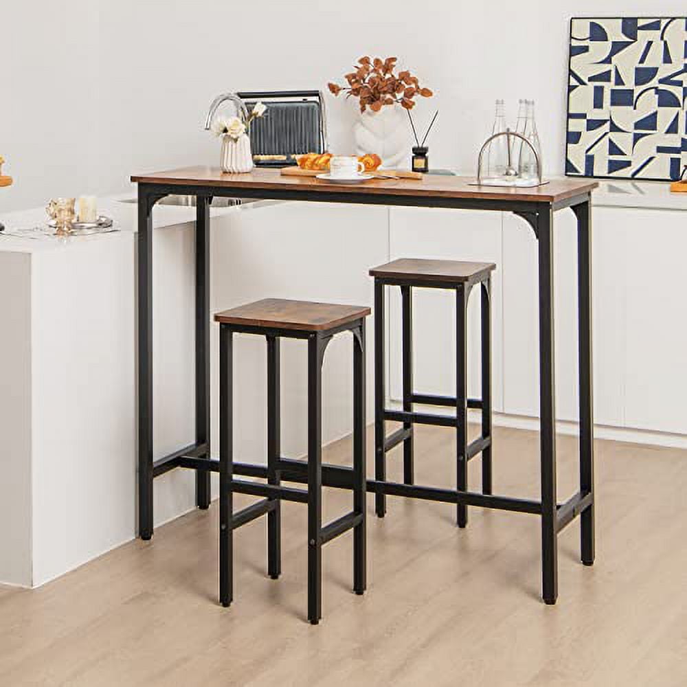 GOFLAME Bar Stools Set of 2, 28” Counter Height Stools with Footrest ...