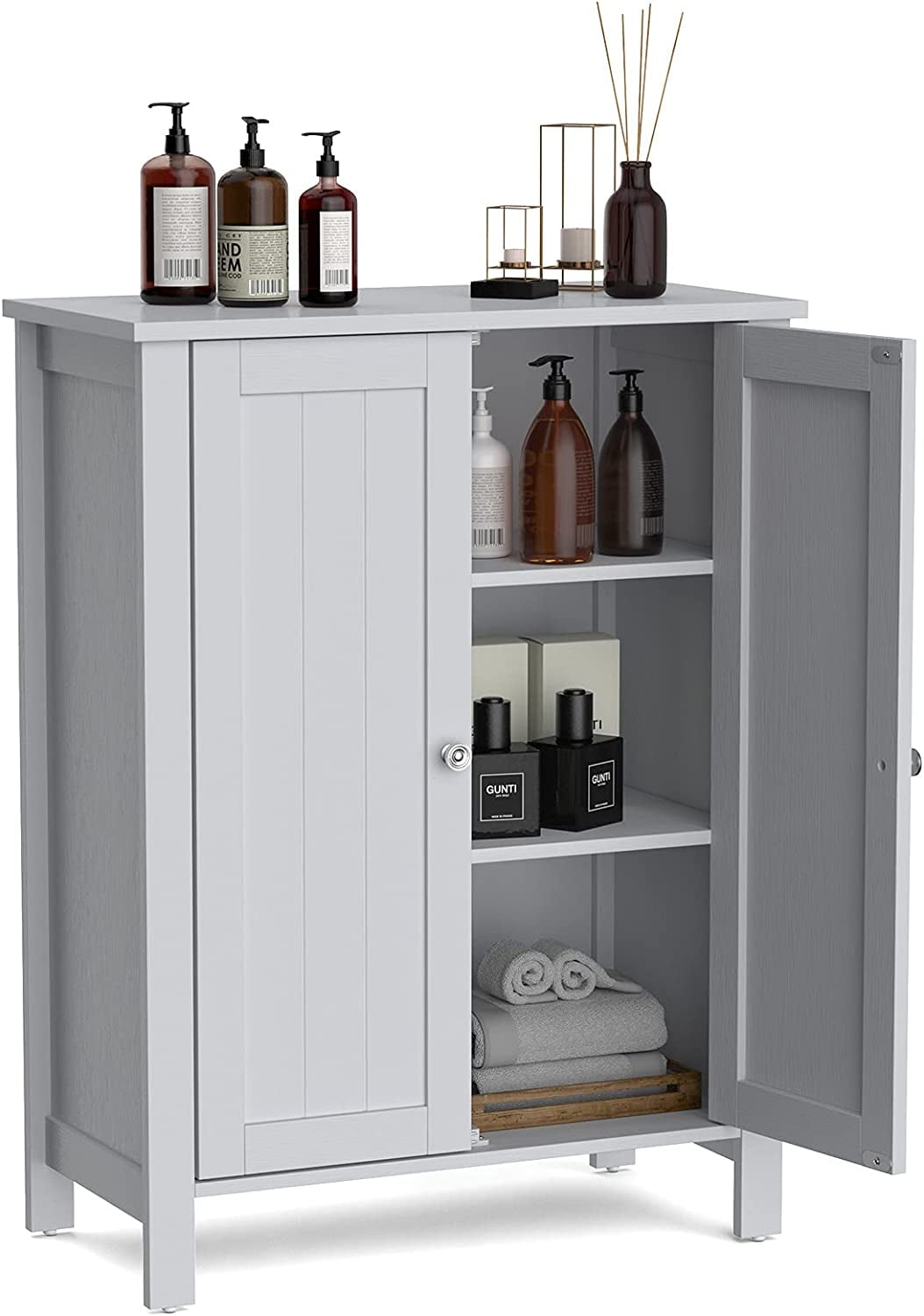 GOFLAME Bathroom Floor Cabinet, Freestanding Storage Organizer Cabinet ...