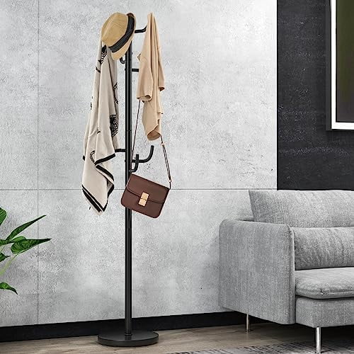 GOFLAME Coat Rack Freestanding, Metal Coat Tree with 8 Hooks and Stable ...