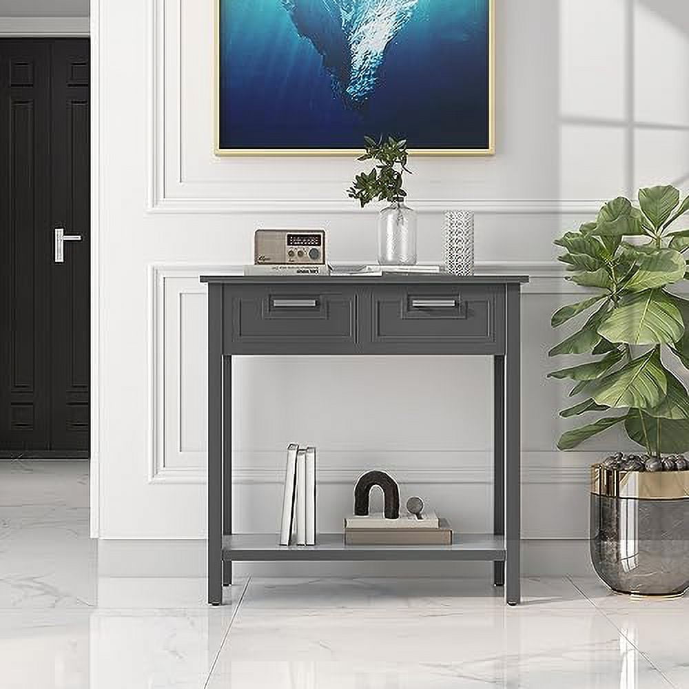 GOFLAME Console Table with Storage, Wooden Small Entryway Table with 2 ...