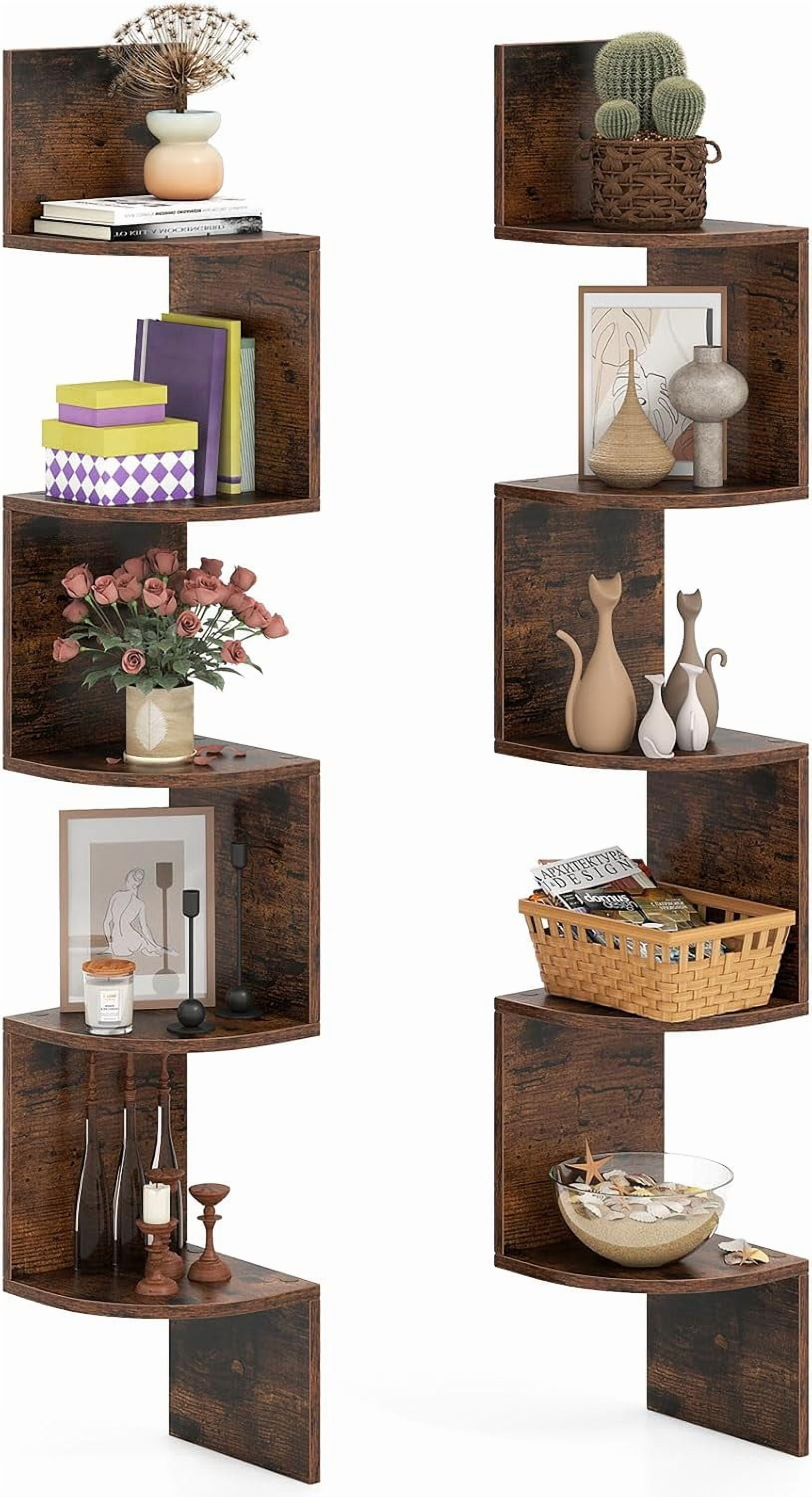 GOFLAME Corner Shelf Wall Mounted Set of 2, 5-Tier Floating Corner ...