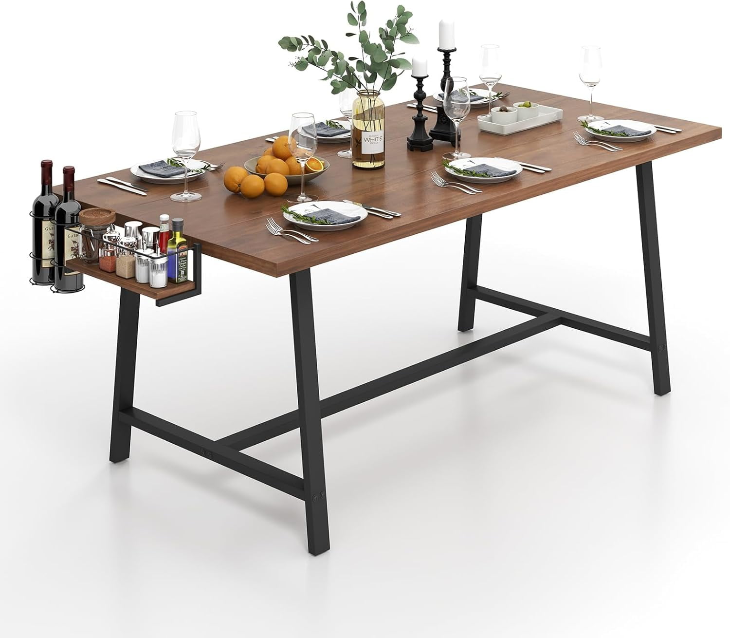 GOFLAME Dining Table for 5-7 People, 72” Large Wooden Kitchen Table ...