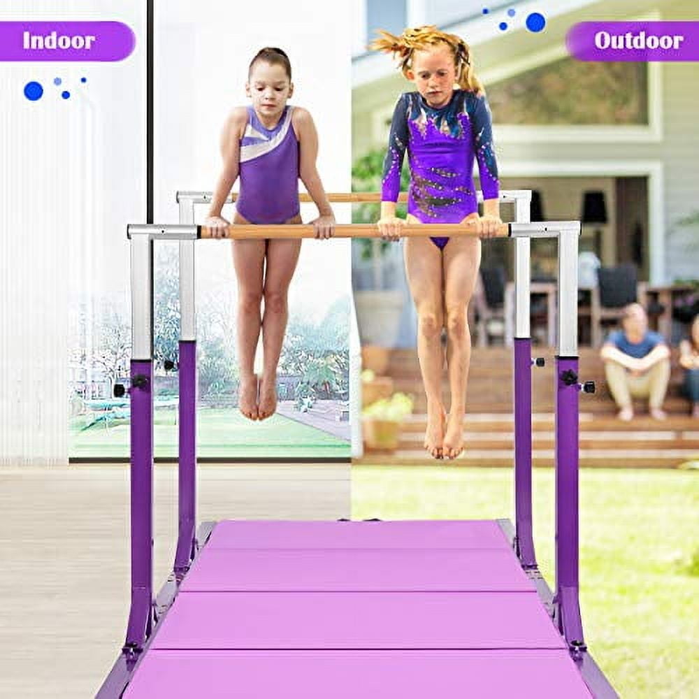 GOFLAME Double Horizontal Bars, Gymnastics Parallel Bars with ...