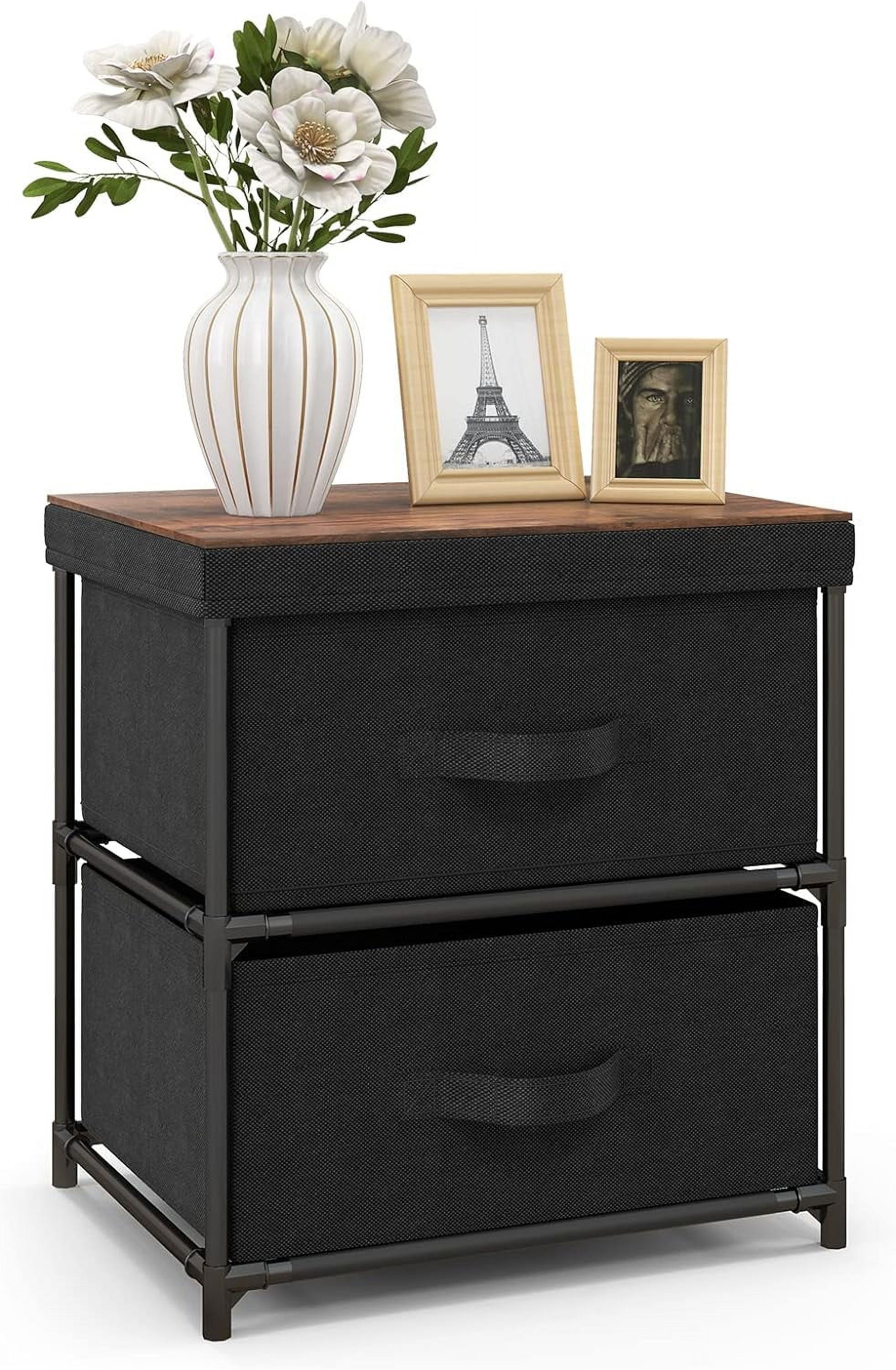 GOFLAME Fabric Dresser with 2 Drawers, Nightstand for Bedroom, Bedside ...