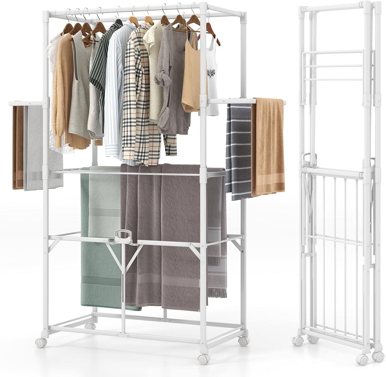 GOFLAME Foldable Clothes Drying Rack,Collapsible Laundry Rack Stand ...