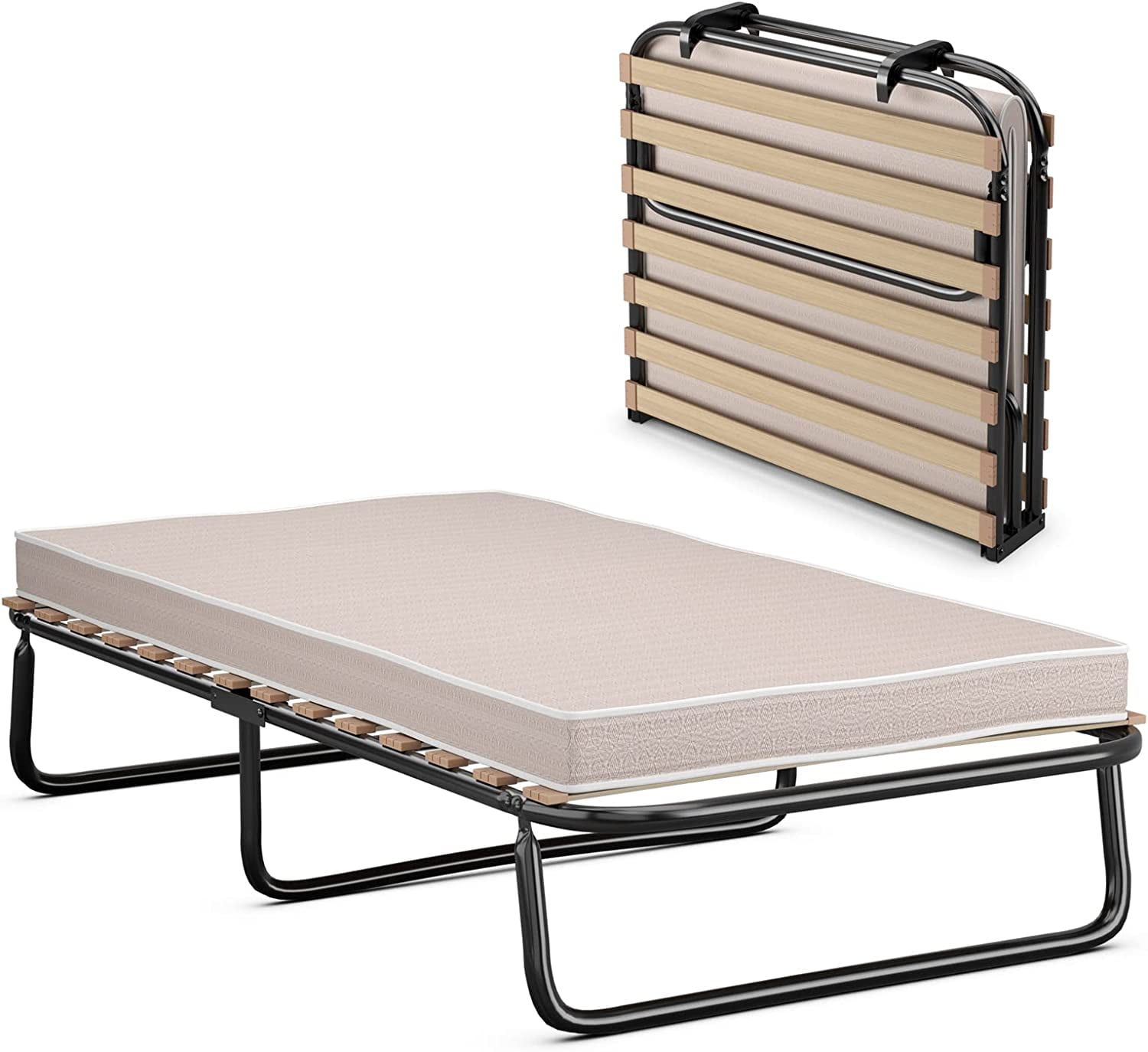 GOFLAME Folding Bed Cot Size, Rollaway Guest Bed with Memory Foam ...