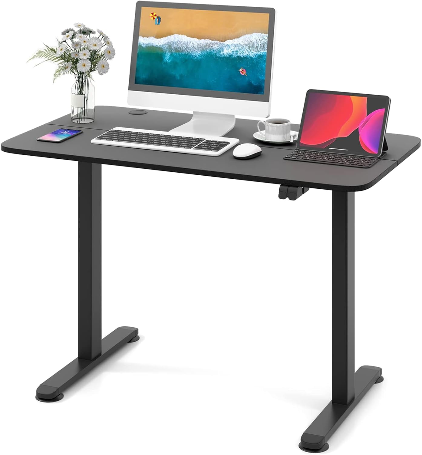 GOFLAME Height Adjustable Electric Standing Desk, 44 x 24 Inches Sit to ...