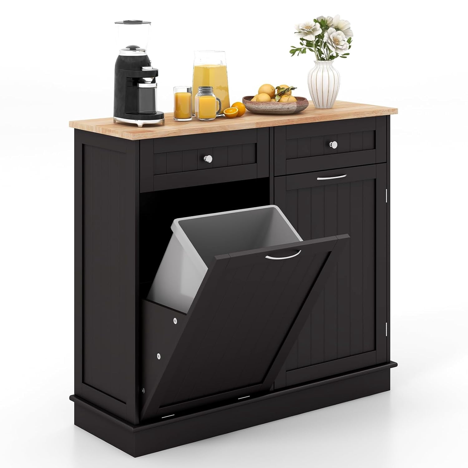 GOFLAME Kitchen Tilt Out Trash Bin, Freestanding Laundry Sorter w ...