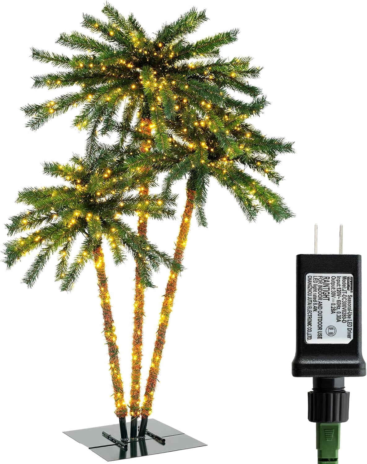GOFLAME Lighted Palm Tree, 6FT 3 Trunks Artificial Tropical Palm Tree ...