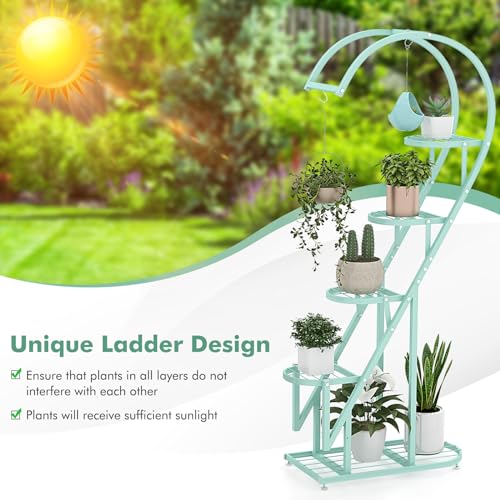GOFLAME Metal Plant Stand Indoor Outdoor, 5 Tier Heart-shaped Ladder ...