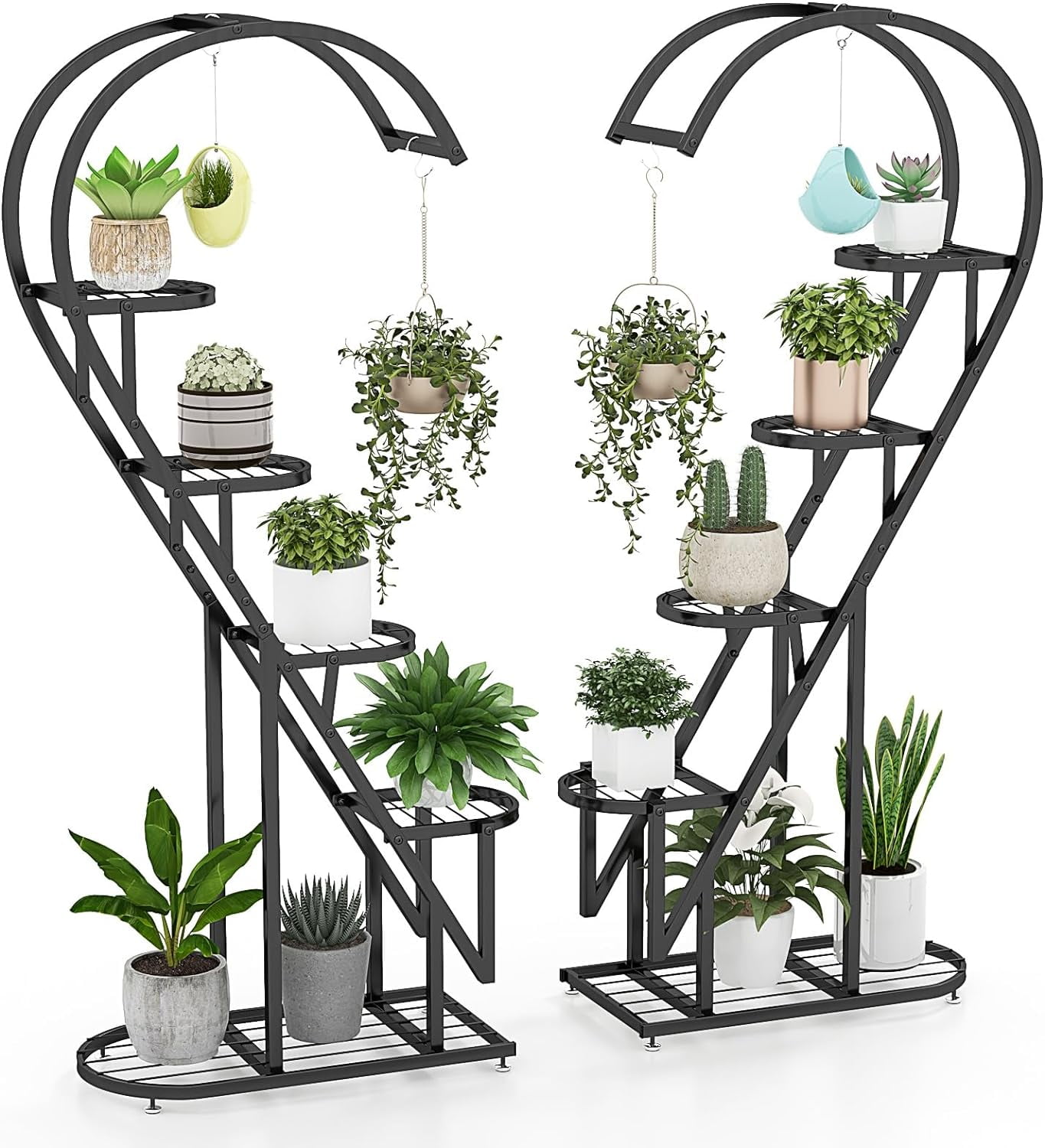 GOFLAME Metal Plant Stand Indoor Outdoor, 5 Tier Heart-shaped Ladder ...