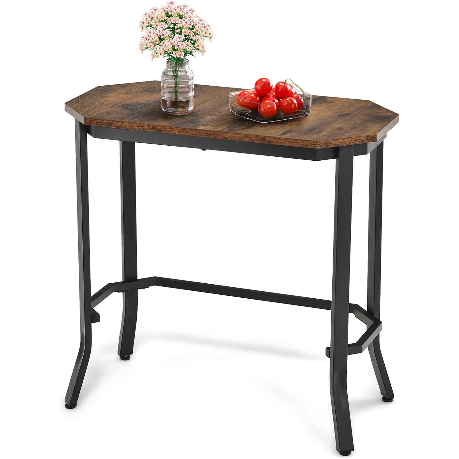 GOFLAME Narrow Side Table, Industrial Slim End Table with Rustic ...