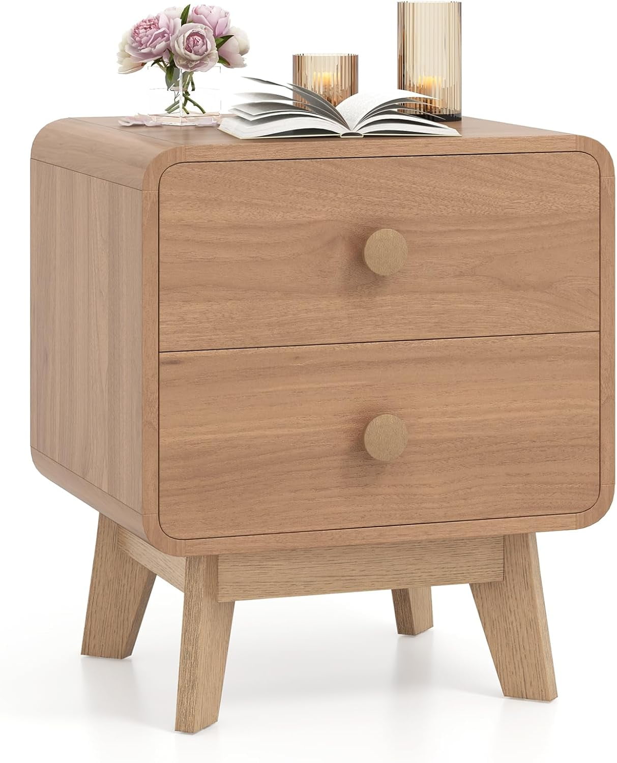 GOFLAME Nightstand with 2 Drawers, Home Modern Sofa Side Table with ...