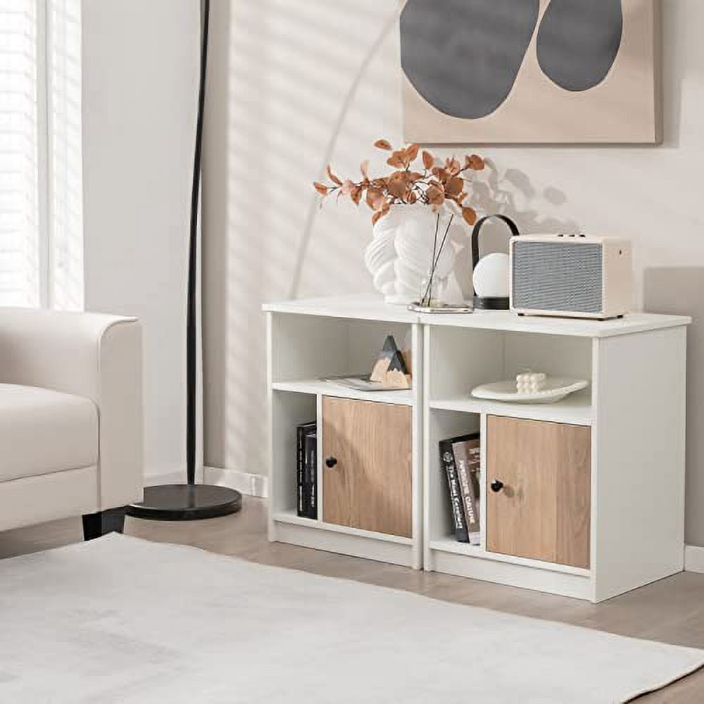 GOFLAME Nightstand Set of 2, Sofa Side Table with Open & Enclosed ...