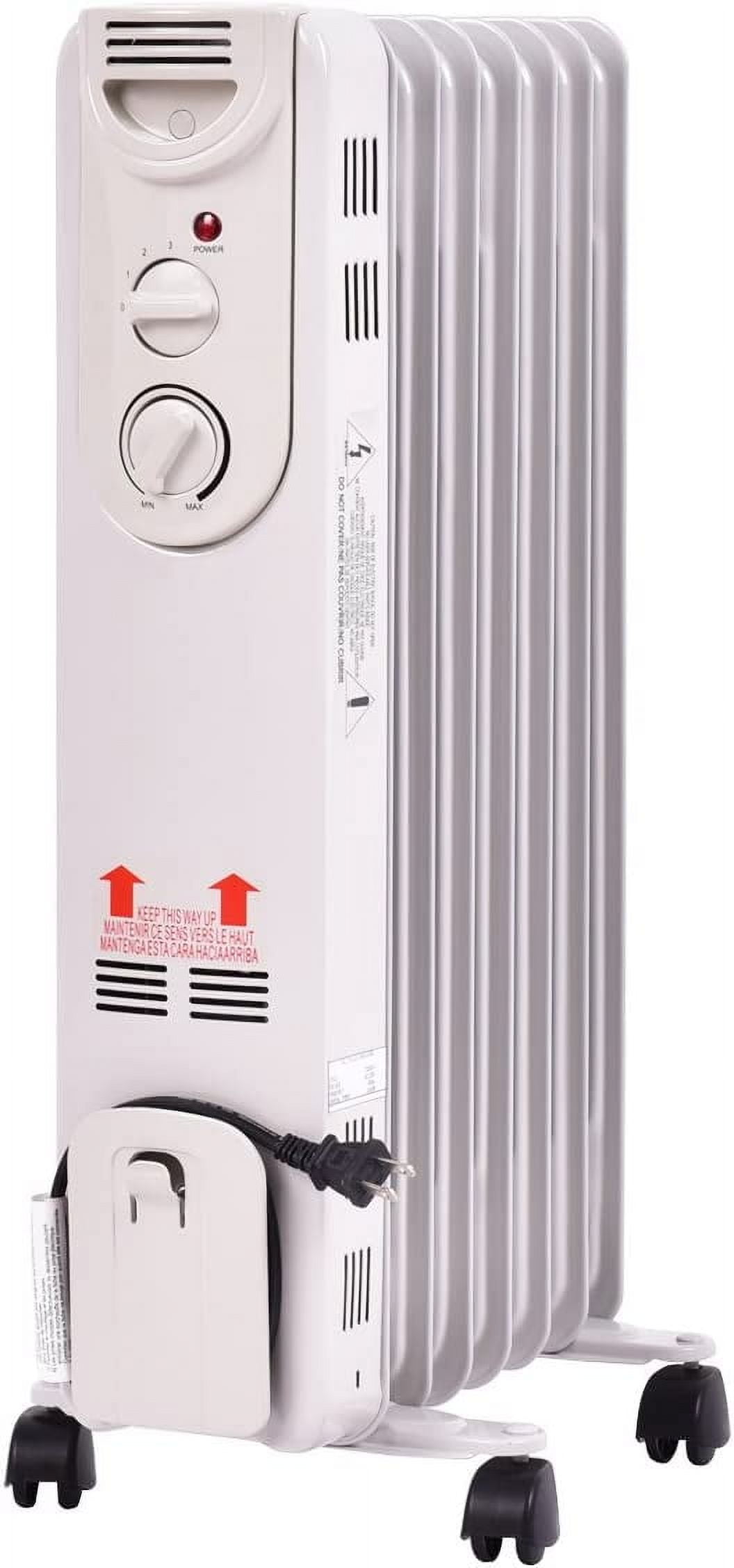 GOFLAME Oil Filled Radiator Heater with Wheels, 1500W Quiet Operation ...