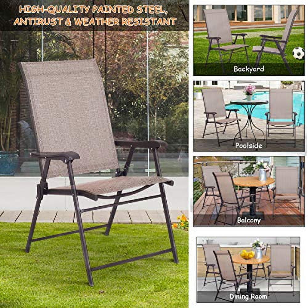 GOFLAME Patio Chairs Folding Sling Back Chairs, Portable Furniture ...