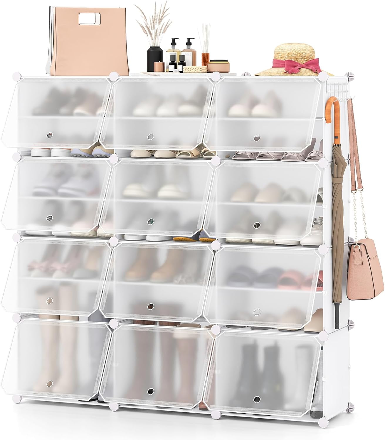 GOFLAME Portable Shoe Rack Organizer, 48 Pairs Expandable Modular Shoe ...