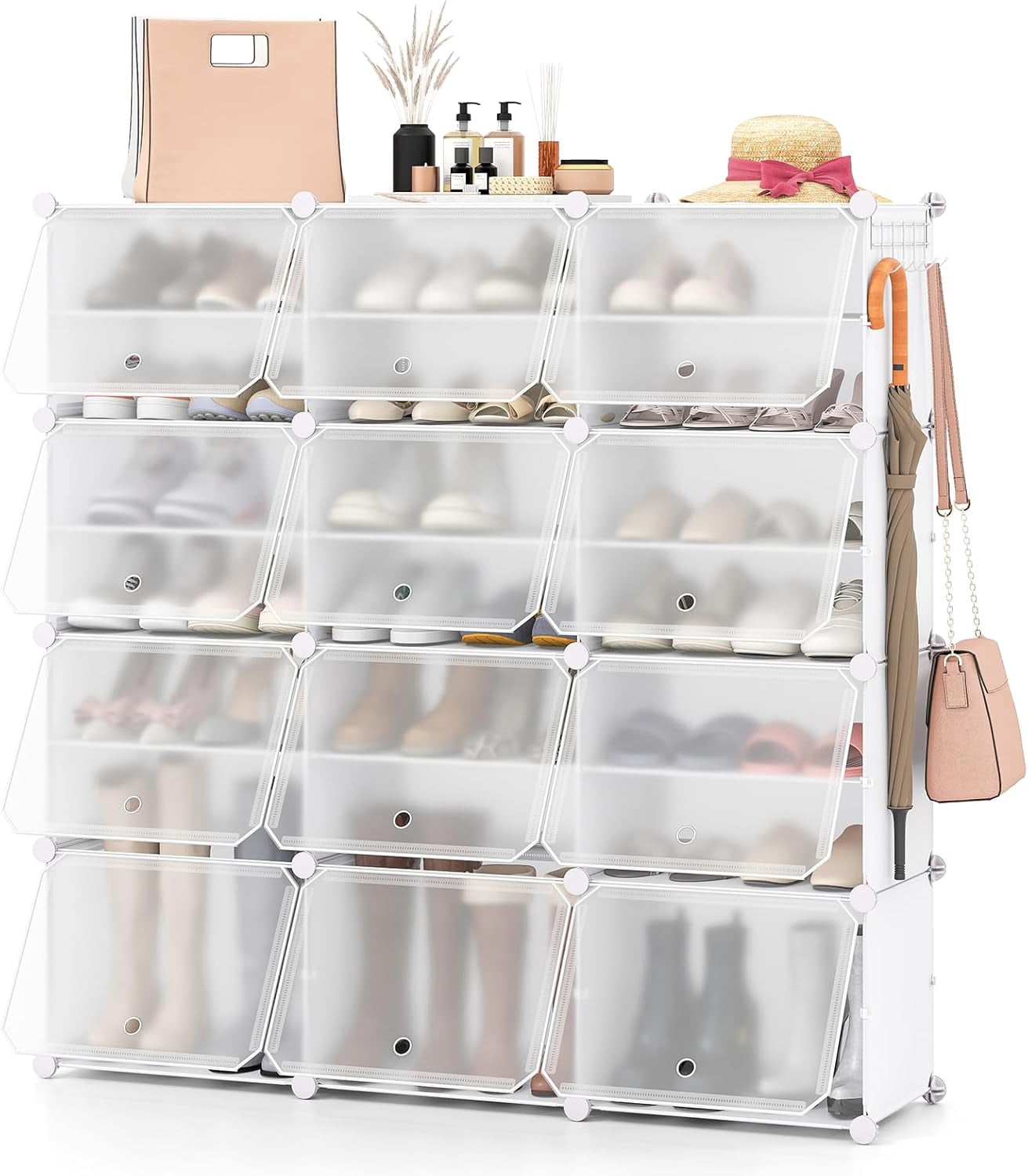 GOFLAME Portable Shoe Rack Organizer, Expandable Modular Shoe Storage ...