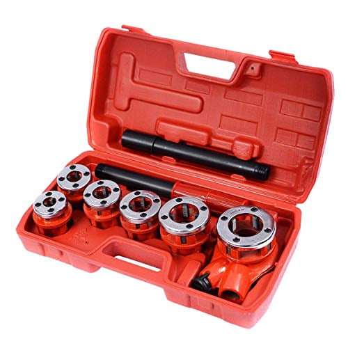 GOFLAME Ratchet Pipe Threader Kit Set Portable W/6 Dies and Case Gas ...