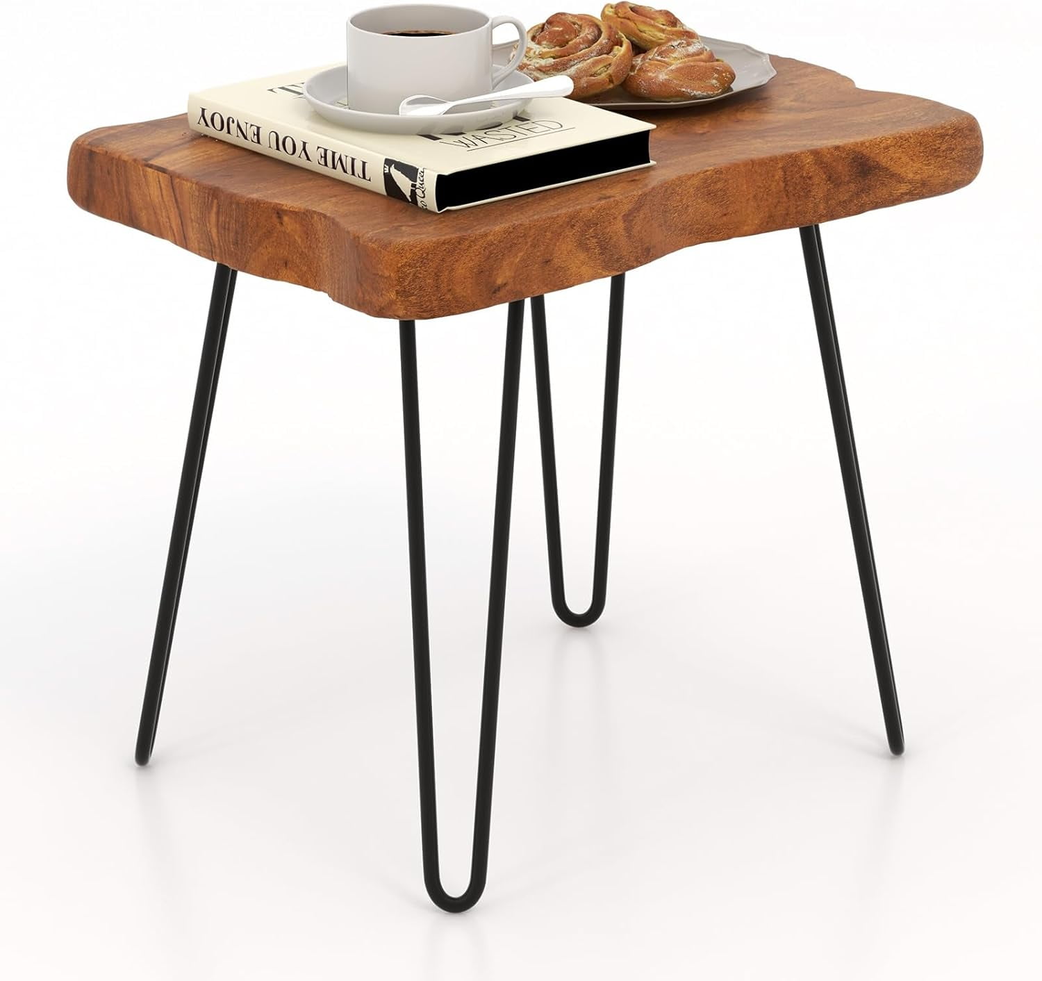 GOFLAME Rectangular Side Table, Indoor Outdoor End Table with Solid ...