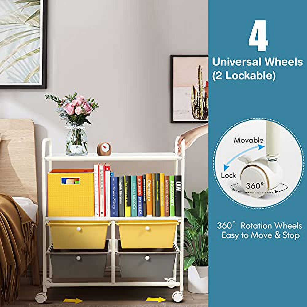 GOFLAME Rolling Storage Drawers with 4 Drawers and 2 Shelves, Utility ...
