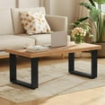 GOFLAME Rustic Coffee Table with Storage, 47” Wood Rectangular Center ...