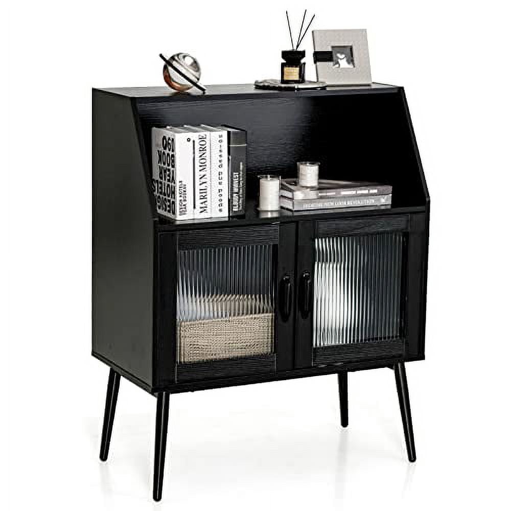 GOFLAME Sideboard Buffet Cabinet, Freestanding Cupboard with Tempered ...
