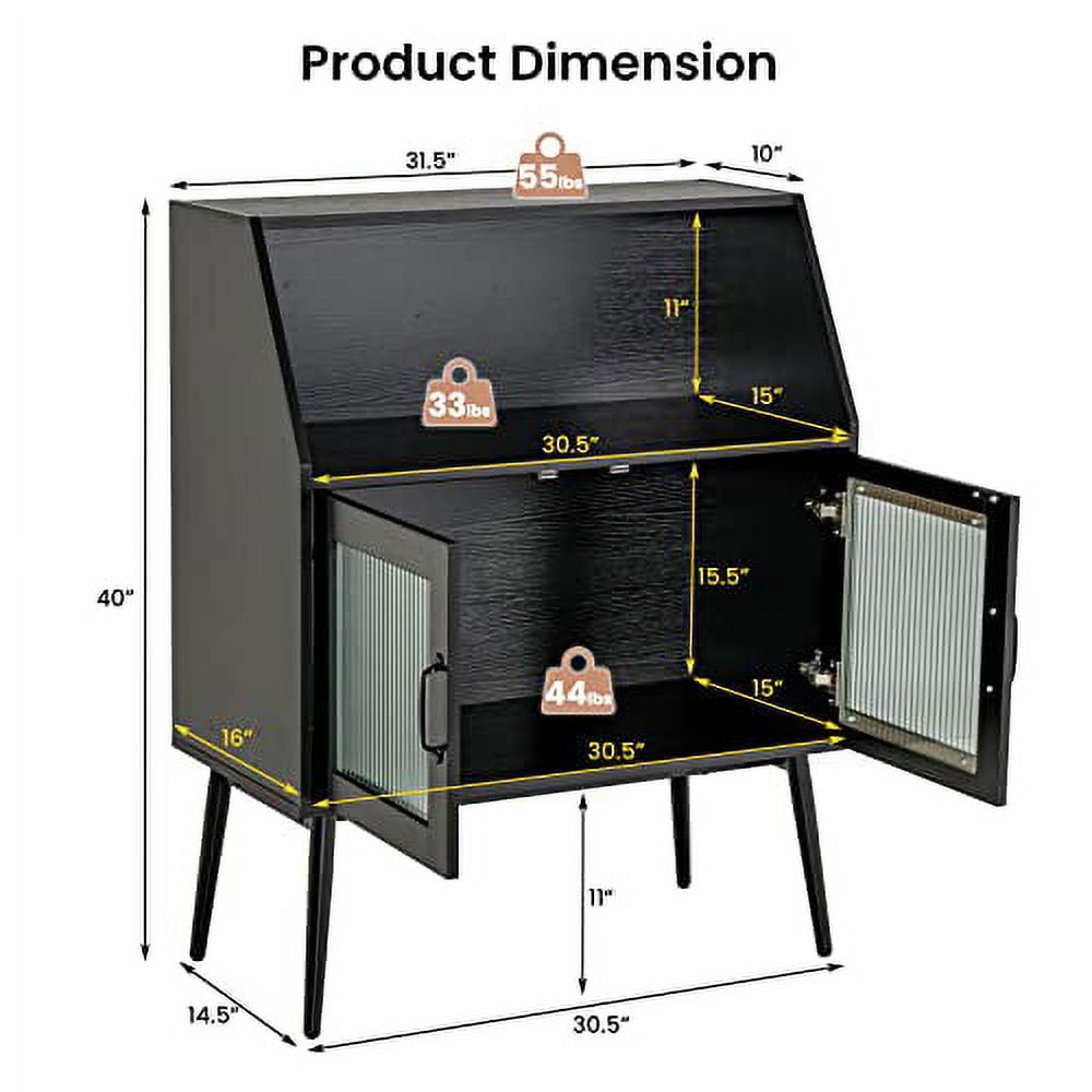 GOFLAME Sideboard Buffet Cabinet, Freestanding Cupboard with Tempered ...