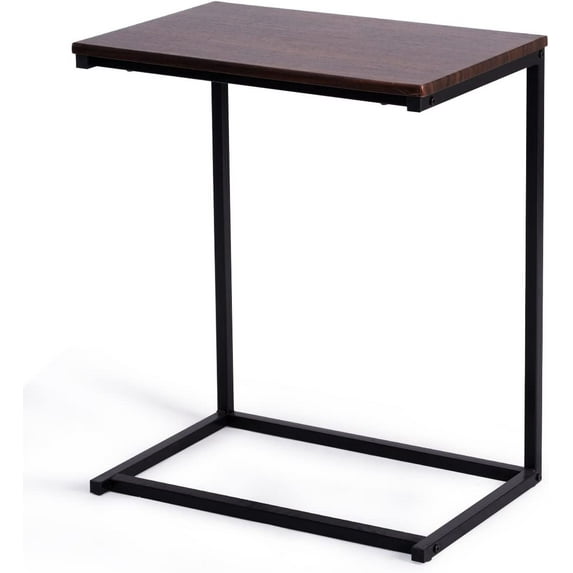 GOFLAME Sofa Side End Table, C Shaped Side Table with Wooden Top and ...