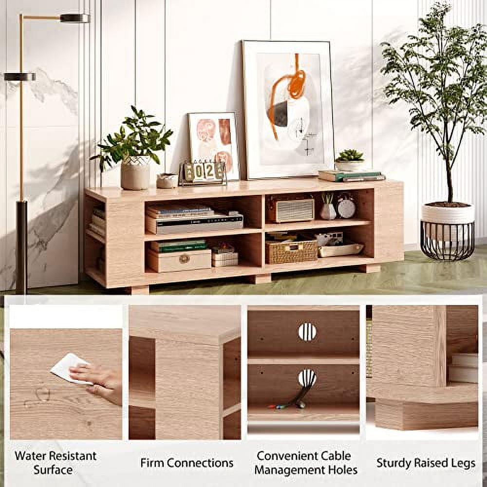 GOFLAME Wooden TV Stand for TVs up to 65 Inches, 3-Tier Media ...