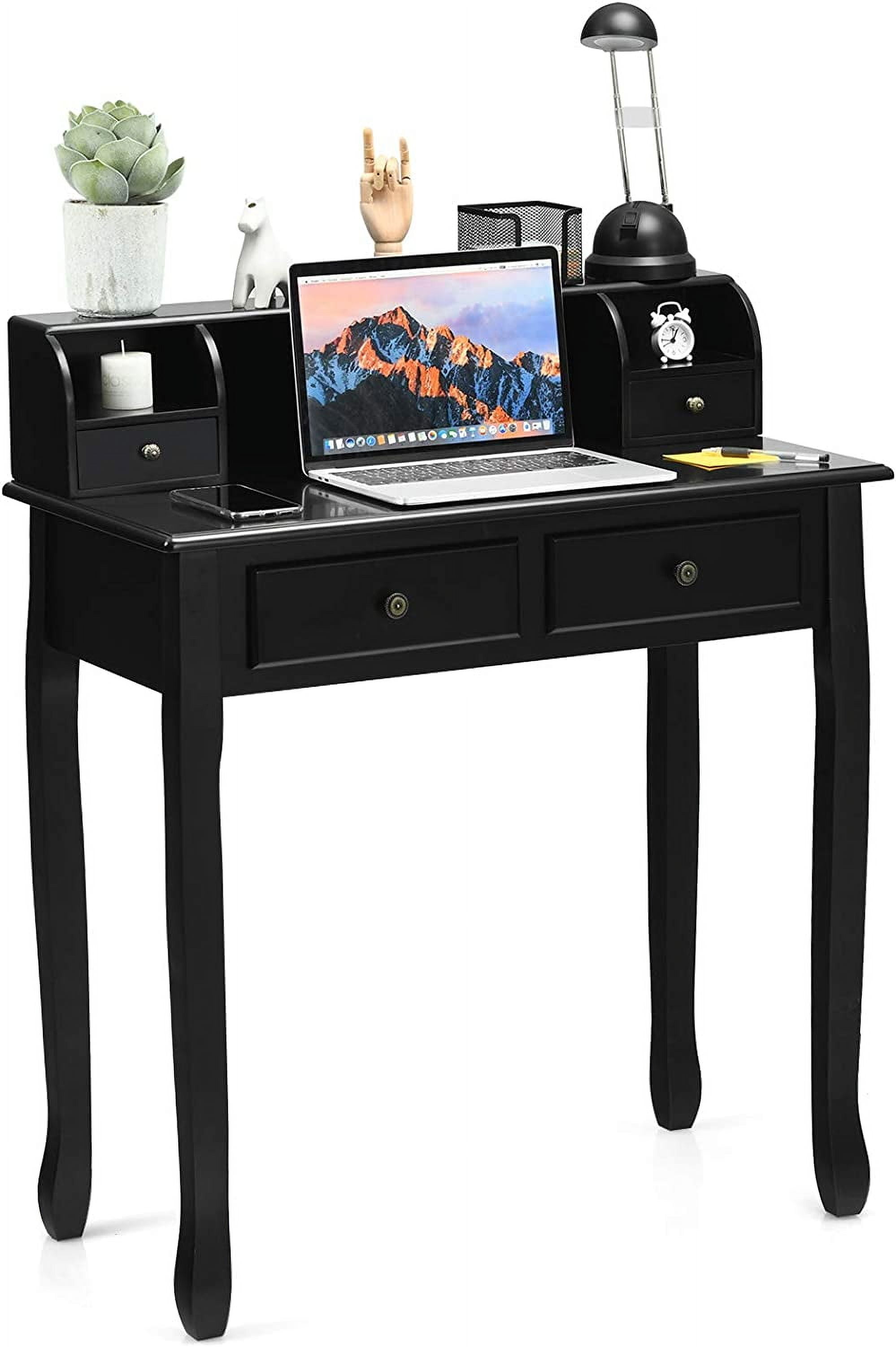 GOFLAME Writing Desk, Large Storage Space with 4 Drawers, Secretary ...